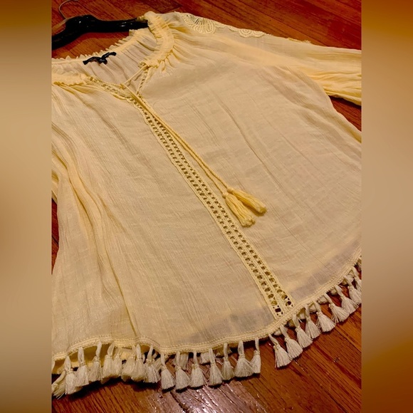 Zac & Rachel | Tops | Zac Rachel Woman Bohemian Crochet Yellow Fringe ...